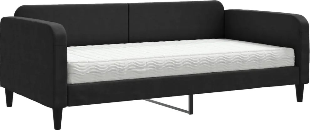 Válenda s matrací černá 100 x 200 cm textil 3196805