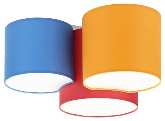 TK LIGHTING Stropní svítidlo - MONA 3275, 230V/15W/3xE27, modrá/červená/oranžová/bílá