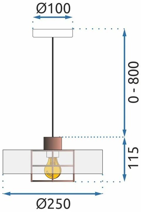 Toolight, závěsné svítidlo 1xE27 APP1246-1CP, černá-růžové zlato, OSW-14036
