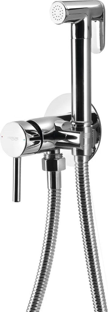 Aqualine Aqualine, Podomítková bidetova baterie se Stop sprškou, hadice 1,2m, kulatá, chrom, SK302