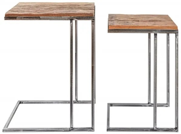 Deflee 2SET odkládací stolek BARRACUDA 45/35 CM masiv recyklované dřevo OS39593masiv recyklované dřevo  velký stůl: 45 cm x 60 cm x 32 cm, malý stůl: 35 cm x 53 cm x 28 cm