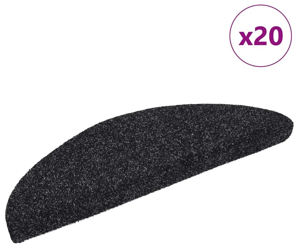 Schodové rohože samolepicí 20 ks 56 x 17 x 3 cm černé, půlkulaté 3365669