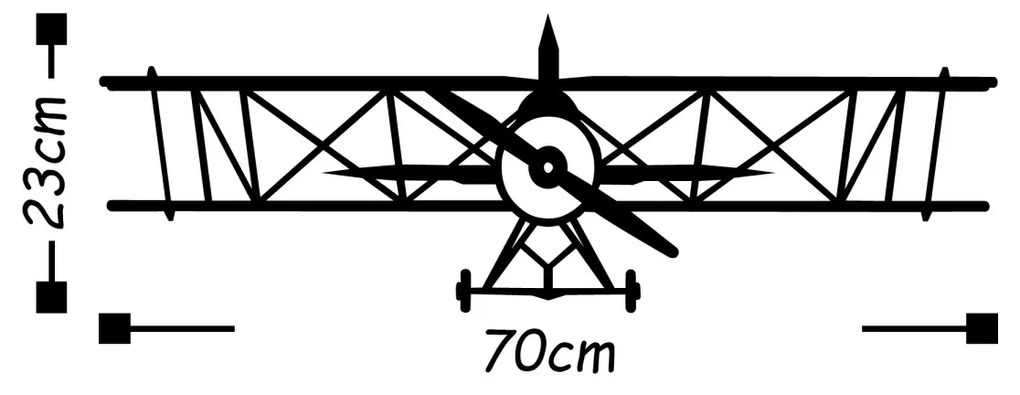 Nástěnná kovová dekorace AIRPLANE černá