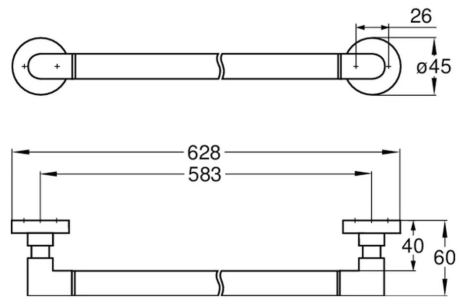 Emco EPOS - Držák na osušku 600 mm, chrom 086000160