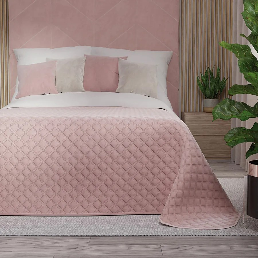 MARKIZETA VELVI Dekorační přehoz na postel, rozměr 220x240 cm, barva 014 světle růžová VELVI0/NAP/014/220240/1