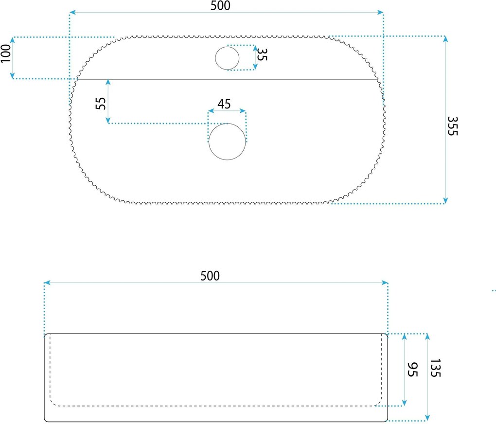 Keramické umyvadlo na desku REA Marcela 50x35,5 béžová mat
