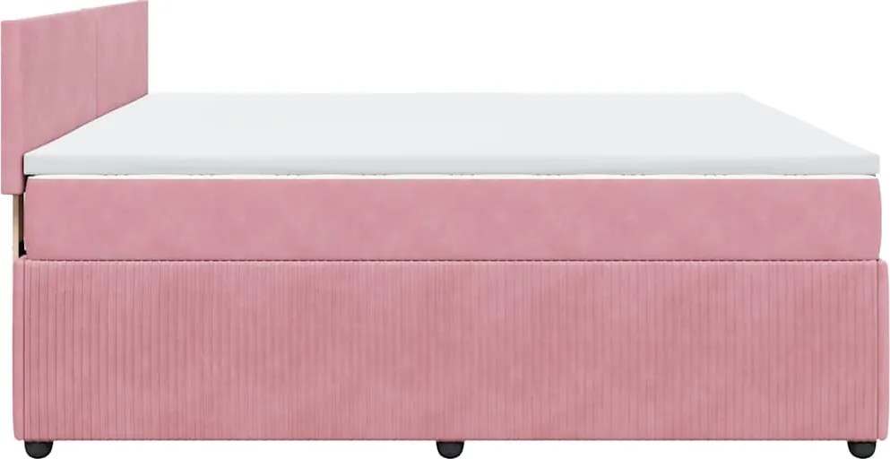 Box spring postel s matrací růžová 200x200 cm samet 3290129
