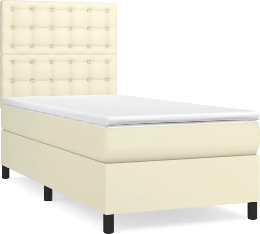 Box spring postel s matrací krémová 80 x 200 cm umělá kůže 3142811