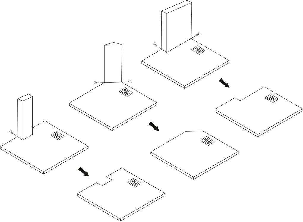 Rea Bazalt Carrara, SMC sprchová vanička 90x120, bílá-kamenný vzor, ​​REA-K7001