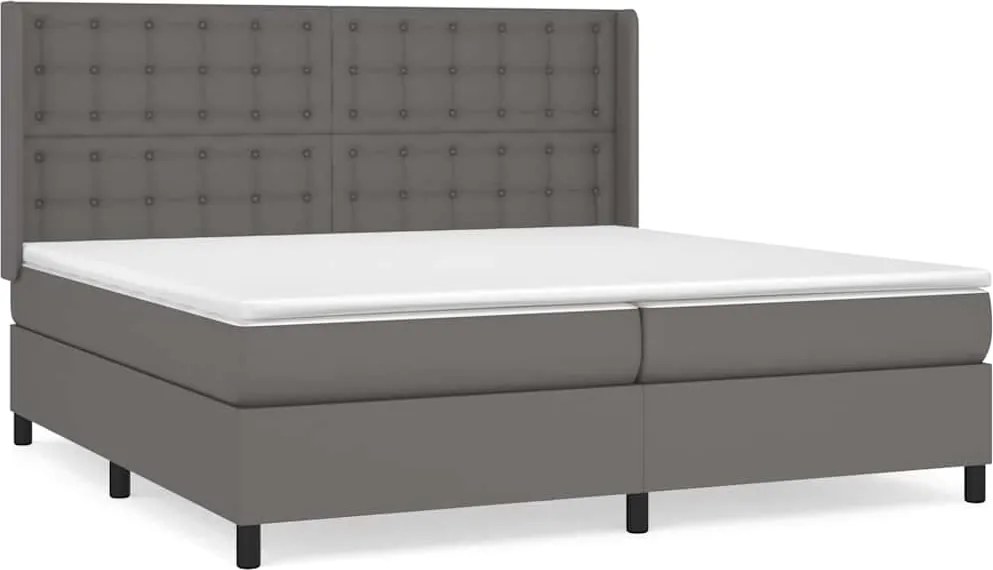 Box spring postel s matrací šedá 200x200 cm umělá kůže 3132523