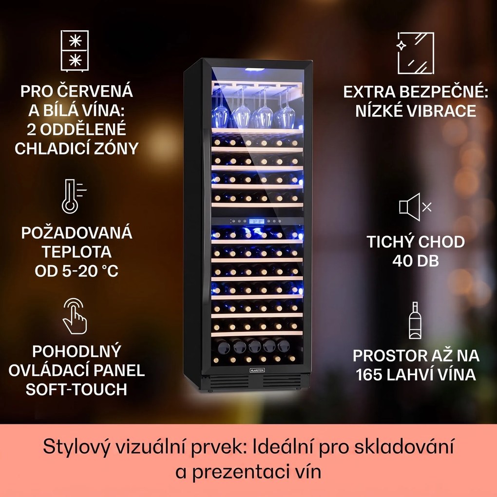 Klarstein Vinovilla Onyx Grande, vinotéka, 425 l/162 lahví, černá