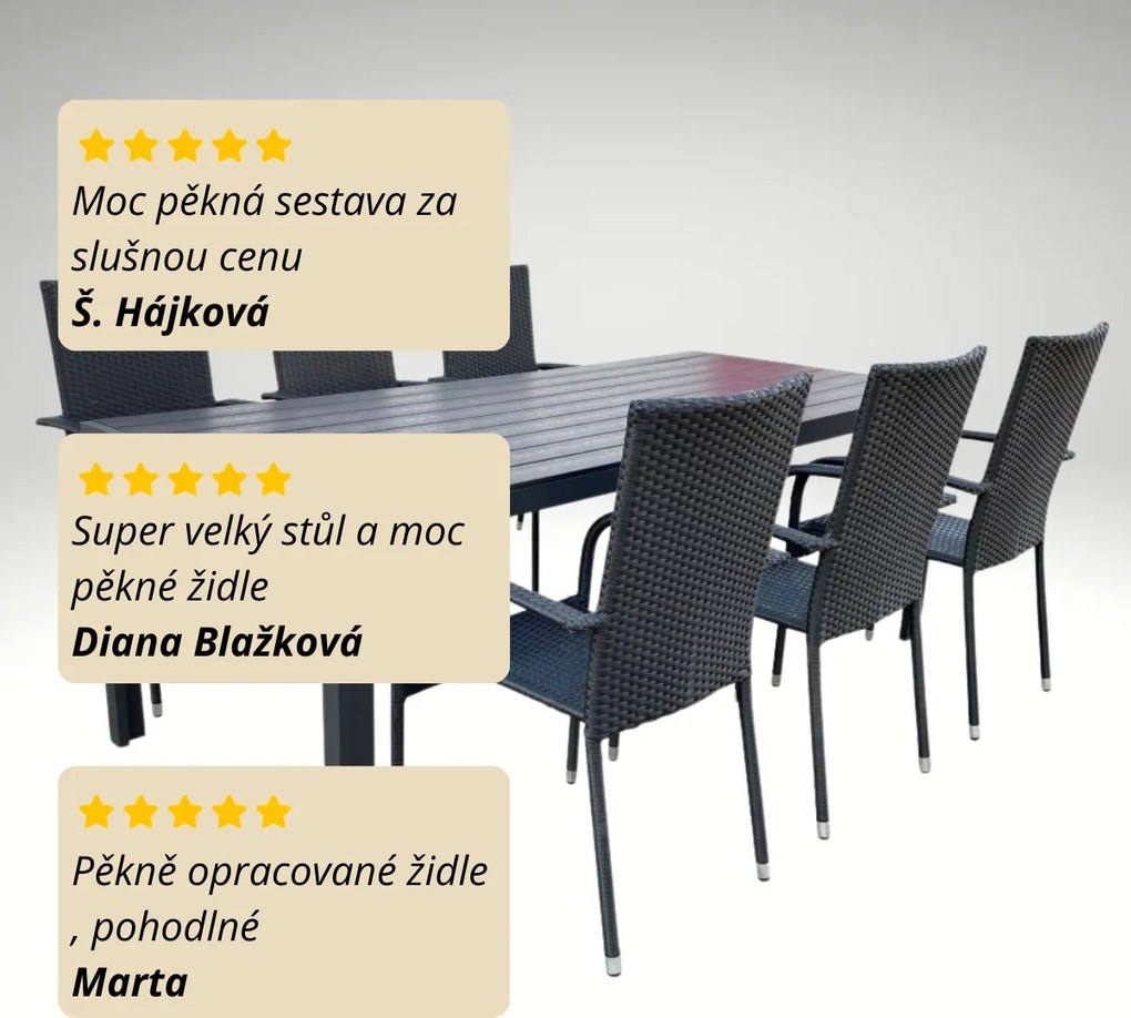 Vikio Zahradní set 190x90 pro 6 osob DT254-190 antracit