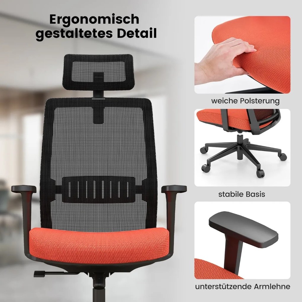 Costway Ergonomická kancelářská židle s opěradlem a bederní opěrkou a pohodlnou