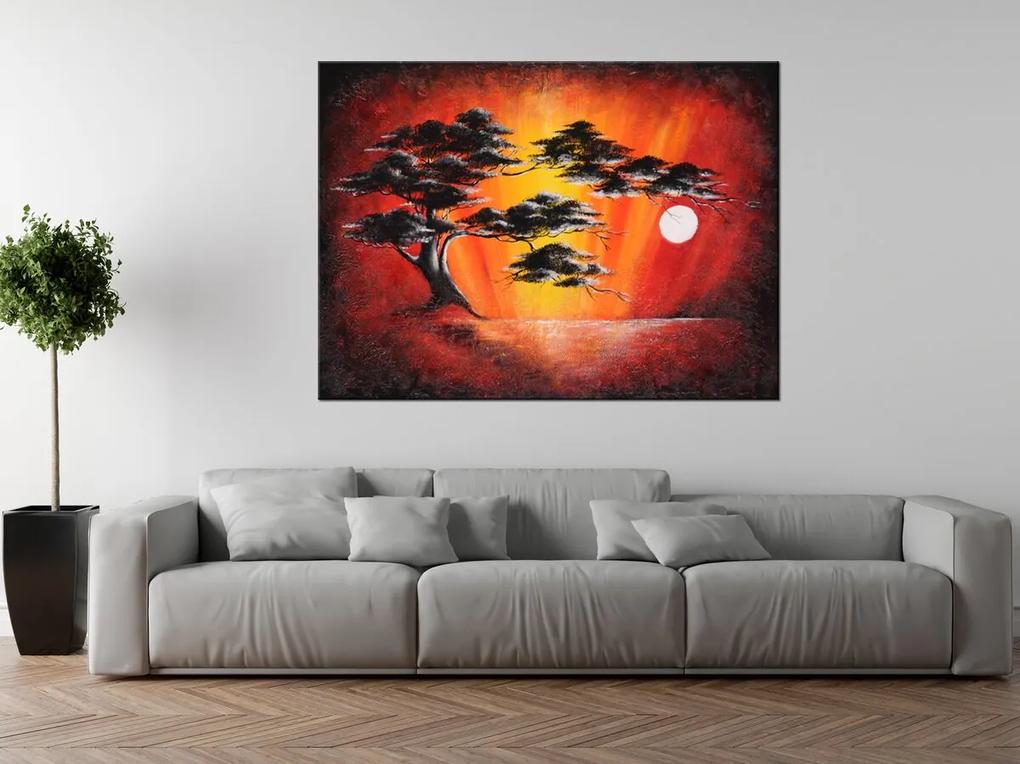 Gario Ručně malovaný obraz Masivní strom při západu slunce Rozměry: 120 x 80 cm