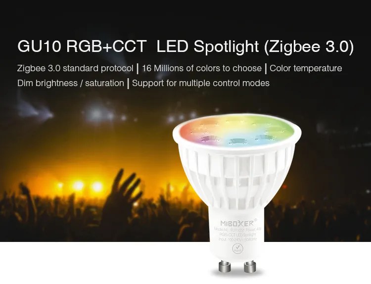 LED Solution Mi-Light MiBoxer ZIGBEE LED žárovka RGB+CCT 4W GU10