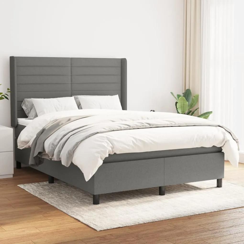 Box spring postel s matrací tmavě šedý 140 x 190 cm textil,  3131506