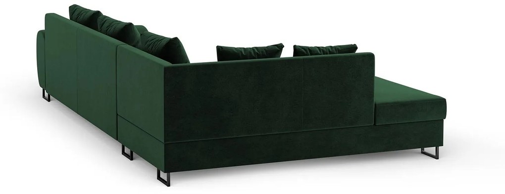 KOOKO HOME Rohová rozkládací sametová pohovka s úložným prostorem Calmato XL levý roh
