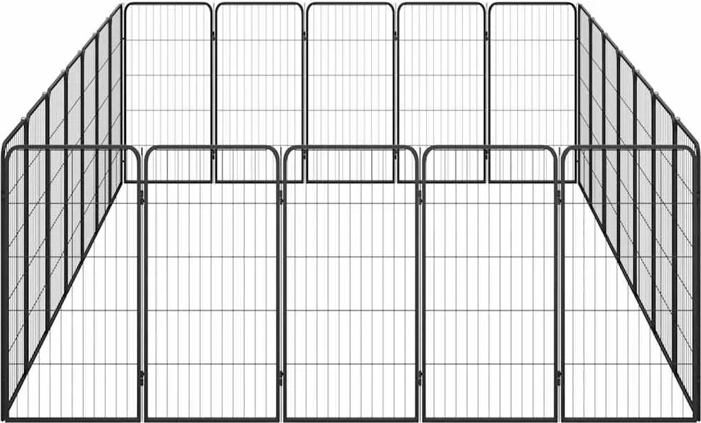 24panelová ohrádka pro psy černá 50 x 100 cm práškovaná ocel 3115962
