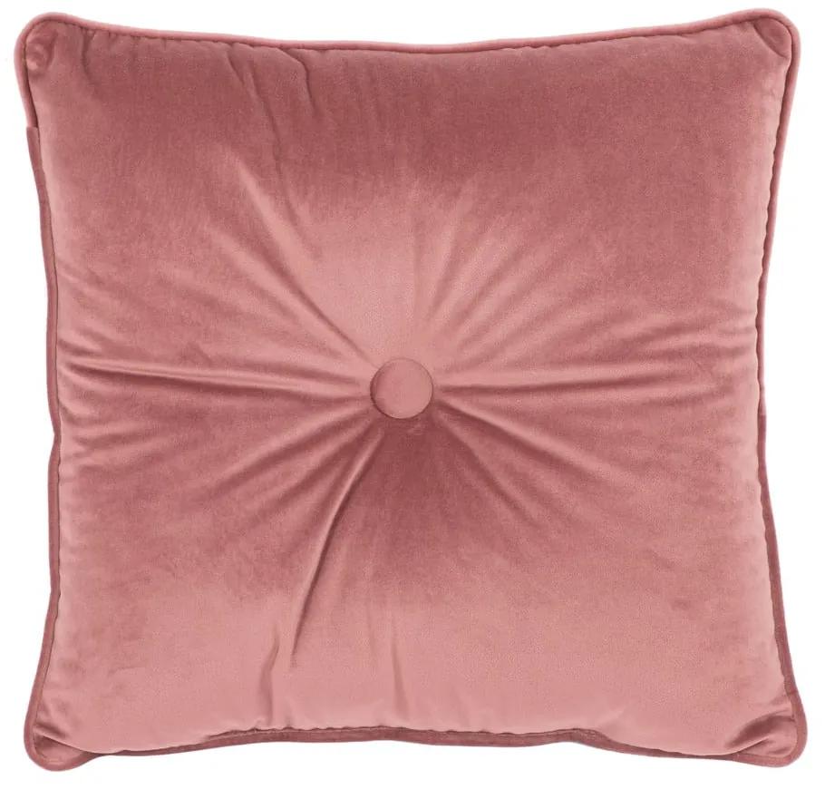 Růžový polštář Tiseco Home Studio Velvet Button, 45 x 45 cm