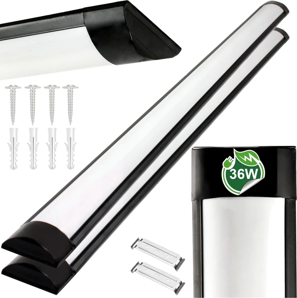 BERGE LED panelové svítidlo pro přisazenou stropní montáž 2x 36W 120cm černé 4500k