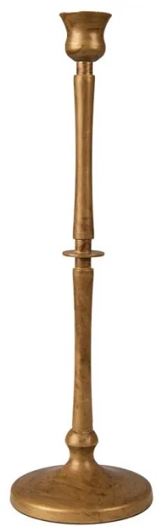 Mosazný antik kovový svícen Pippin na úzkou svíčku – 10x35 cm