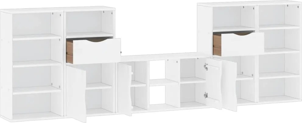 5 kusů TV skříněk s úložným prostorem bílá Borovicový masiv 3365371