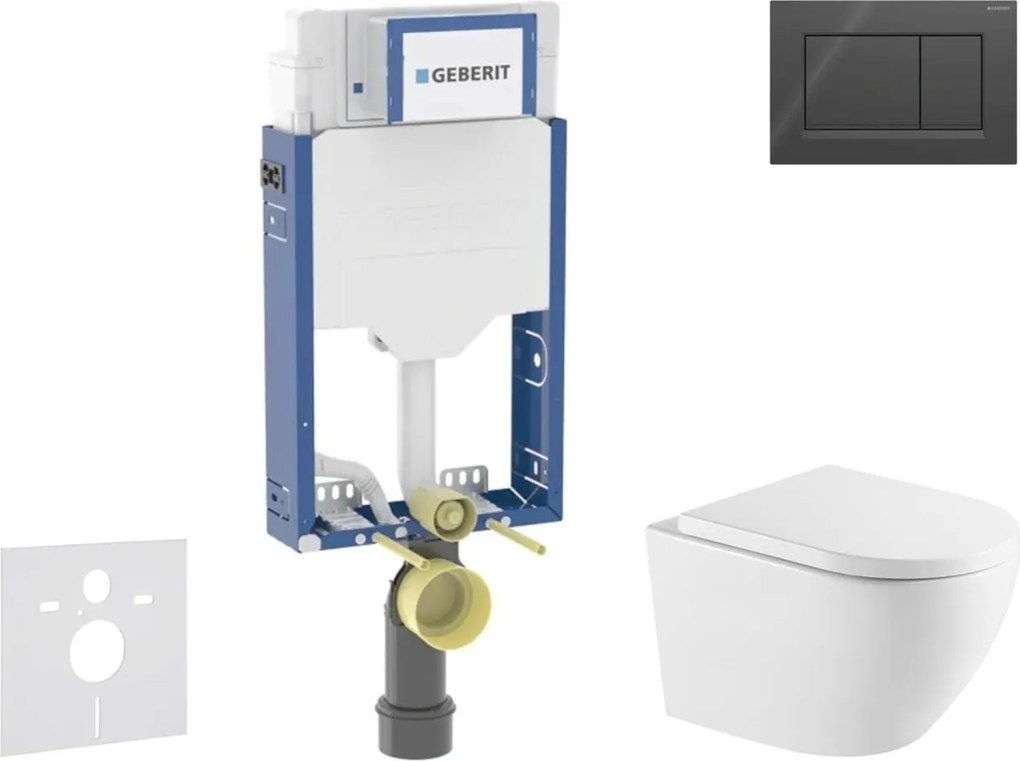 Geberit Kombifix - Set předstěnové instalace, klozetu Oudee a sedátka softclose, tlačítko Sigma20, černá lesk/černá mat SANI15CA5162