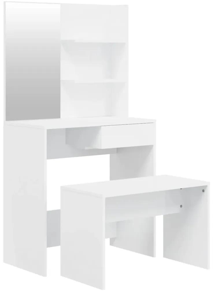 Toaletní stolek sada bílý s vysokým leskem 74,5 x 40 x 141 cm - Default Title