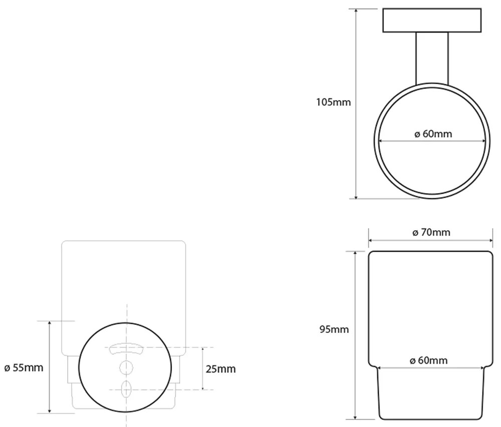 Sapho Sapho, X-ROUND COPPER sklenice, mléčné sklo, měď mat, XR903PG