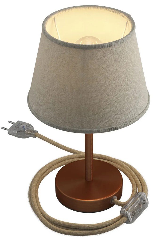 creative cables Alzaluce se stínidlem Impero, kovová stolní lampa se zástrčkou, kabelem a vypínačem Velikost: 20 cm, Barva: Broušený bronz-antracit