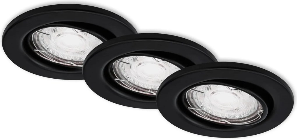 BRILONER Vestavné LED svítidlo matná černá, GU10 5W 460lm 3000K pr. 86x70 mm 3ks