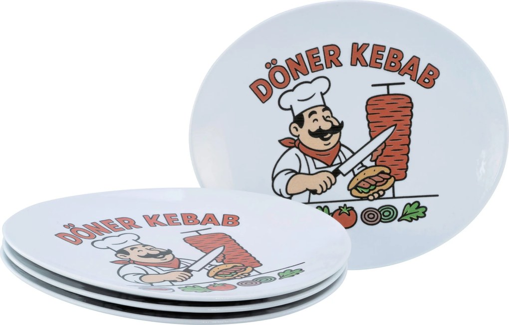 XXXLutz SADA TALÍŘŮ NA GRILOVÁNÍ porcelán keramika 4dílné 30 cm Creatable - Kolekce nádobí - 007768070801