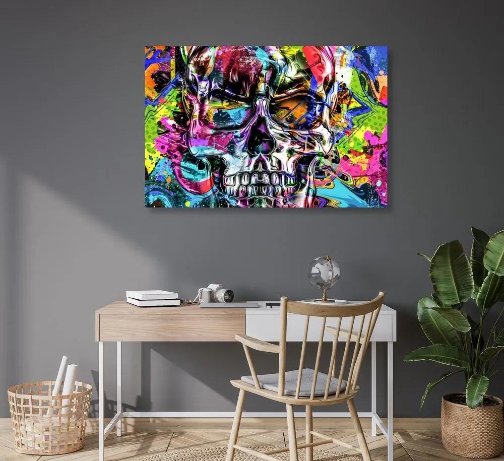 Obraz barevná umělecká lebka - 60x40 cm