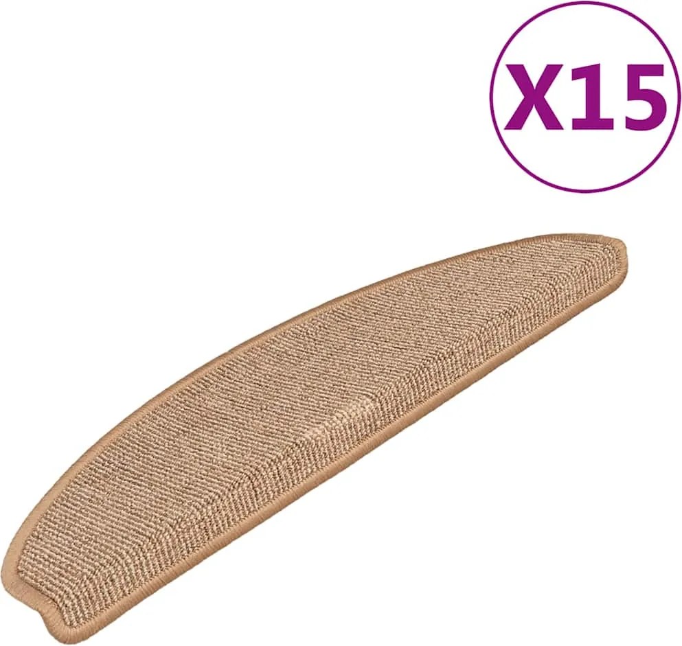Schodové rohože 15 ks 65 x 21 x 4 cm světle hnědé, půlkulaté, velké 149859