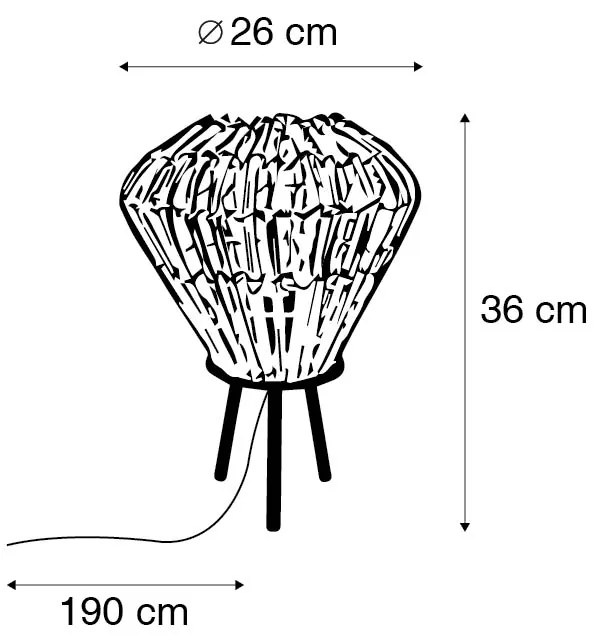 Rustikální stolní lampa stojan bambus s bílou - Canna Diamond