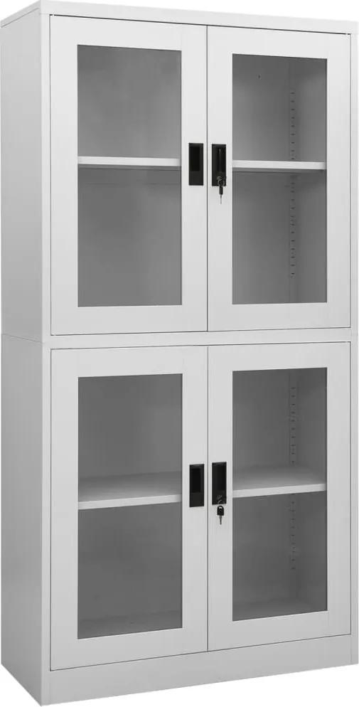 vidaXL Kancelářská skříň 90 x 40 x 180 cm ocel a tvrzené sklo [335941] Barva: Bílá