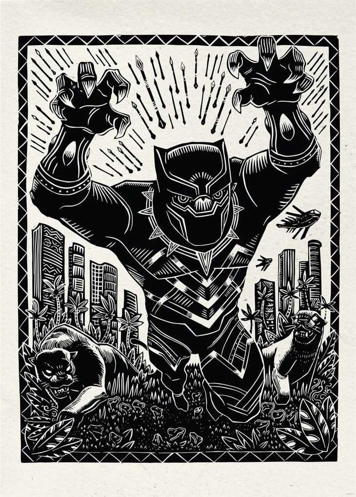 Komar Plakát Marvel Black Panther Lino-Cut Charge 50 x 70 cm