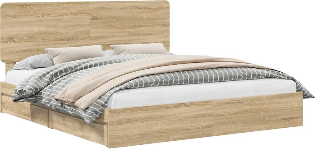 Postel s úložným prostorem se zásuvkou Sonoma dub 180 x 200 cm 3412660