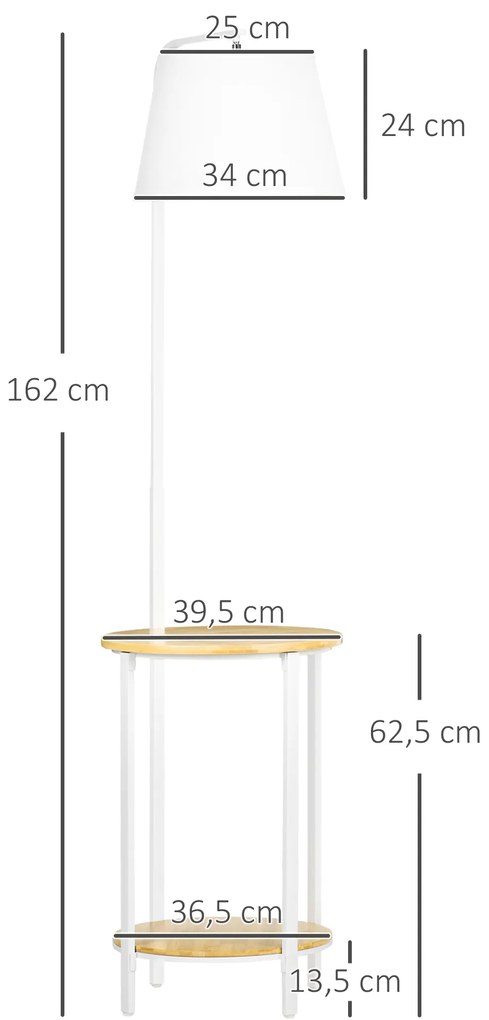Odkládací stolek se stolní lampou, přírodní-bílá B31-320
