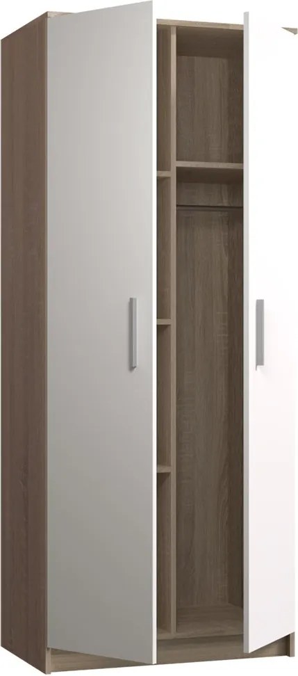 IDZ Šatní skříň OMEGA III 2D 06, 80 cm Dub Sonoma/Bílá