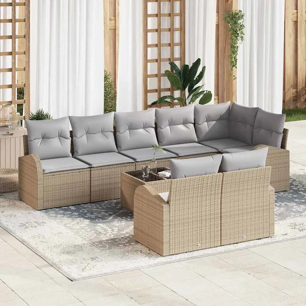 Sada zahradních pohovek 9 ks Beige a světle šedá polyratan 3354769