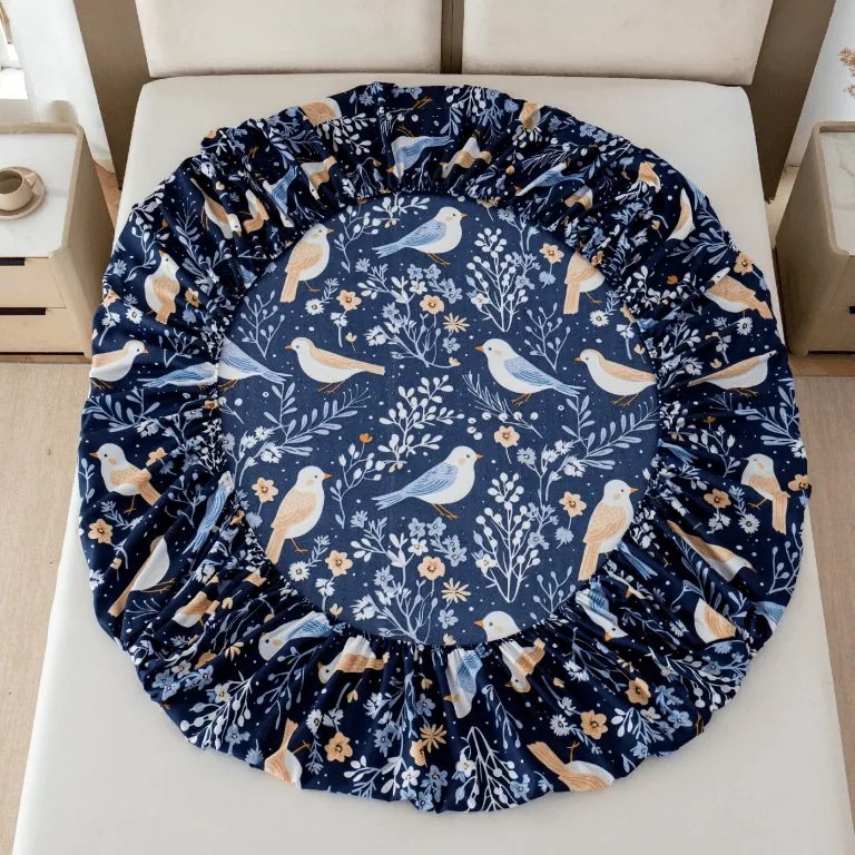 Prostěradlo z mikrovlákna DENIM BIRDS modré 90x200 cm