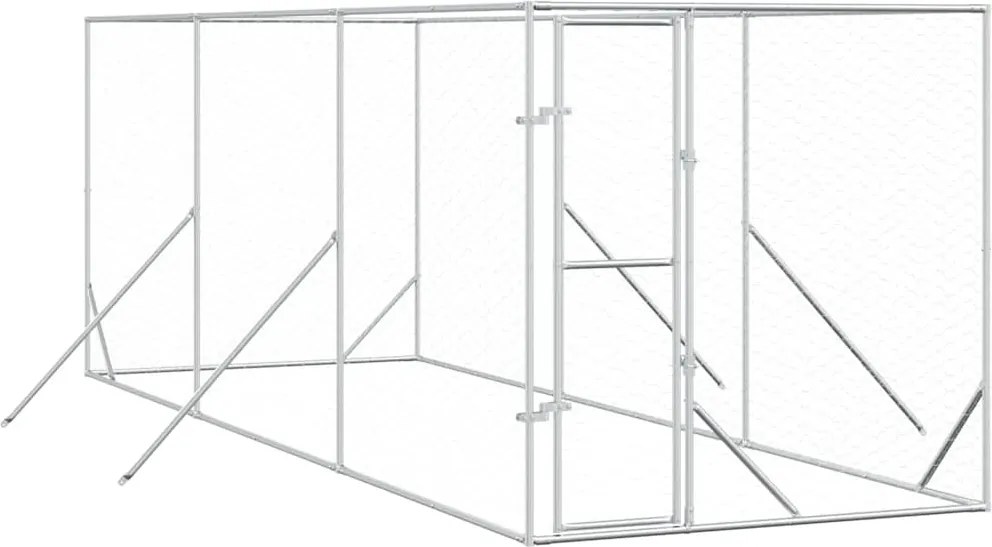 Venkovní psí kotec stříbrný 2 x 6 x 2 m pozinkovaná ocel 3190452