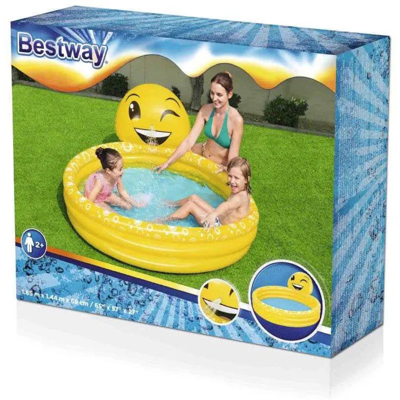 BESTWAY dětský nafukovací bazén s vodní fontánkou Smajlík žlutá