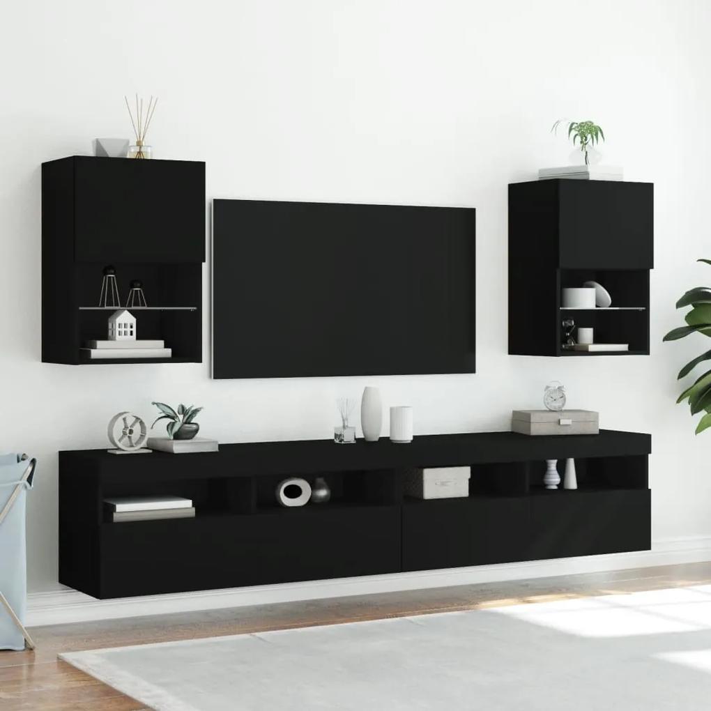TV skříňky s LED osvětlením 2 ks černé 40,5 x 30 x 60 cm - Default Title