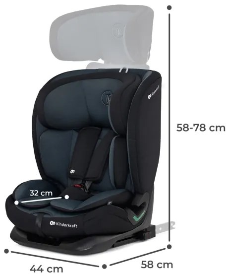 KINDERKRAFT - Autosedačka ONETO 3 i-Size (76-150 cm) + Isofix Graphite black
