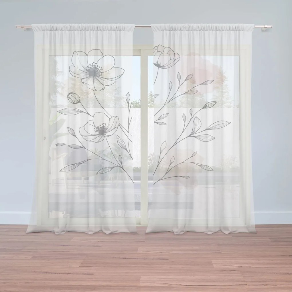 Sablio Záclony Květinová linie: 2ks 150x250cm