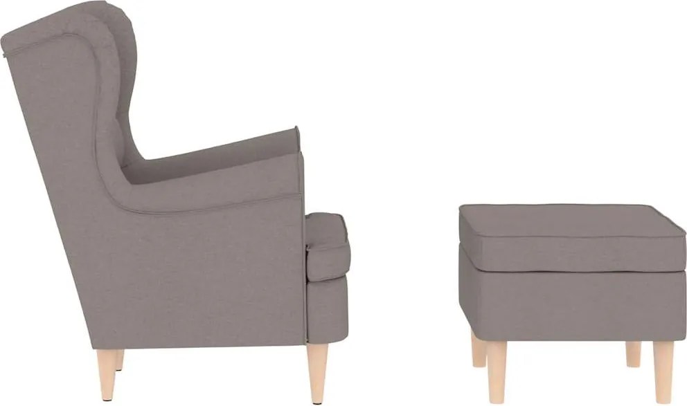 Křeslo s podnožkou taupe textil 3307995