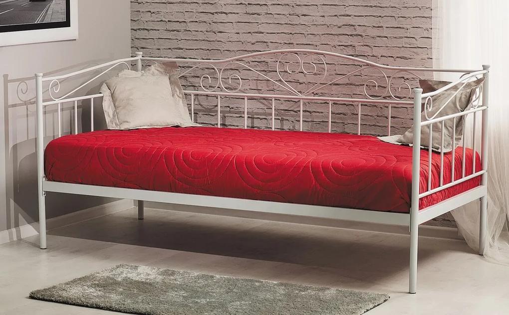 Kovová postel BIRMA 90x200 cm, bílá