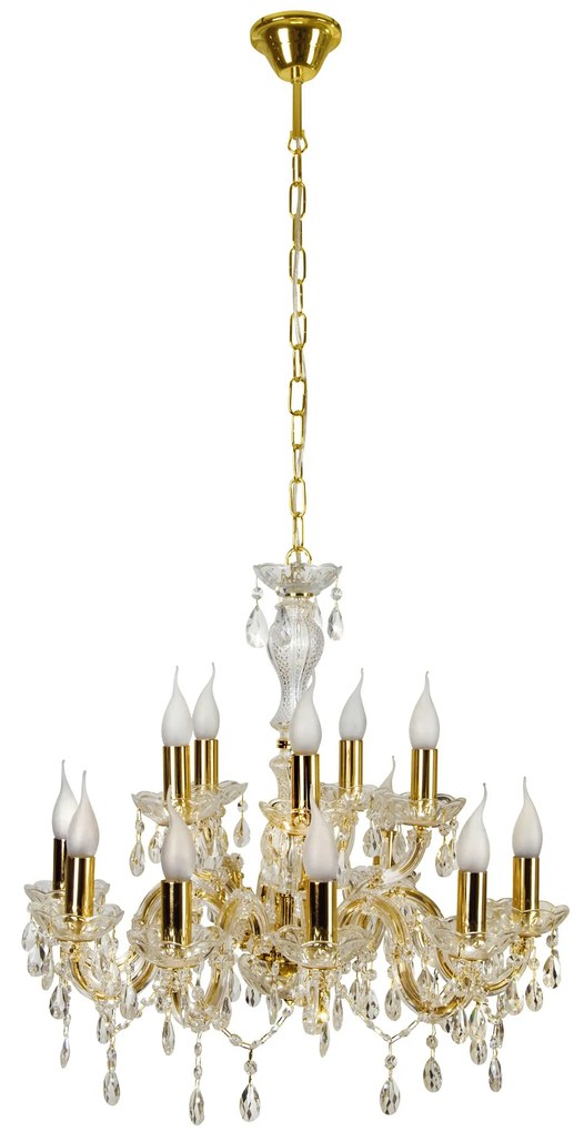 Zlatý křišťálový lustr Maria Teresa pro žárovku 12x E14  - Candellux